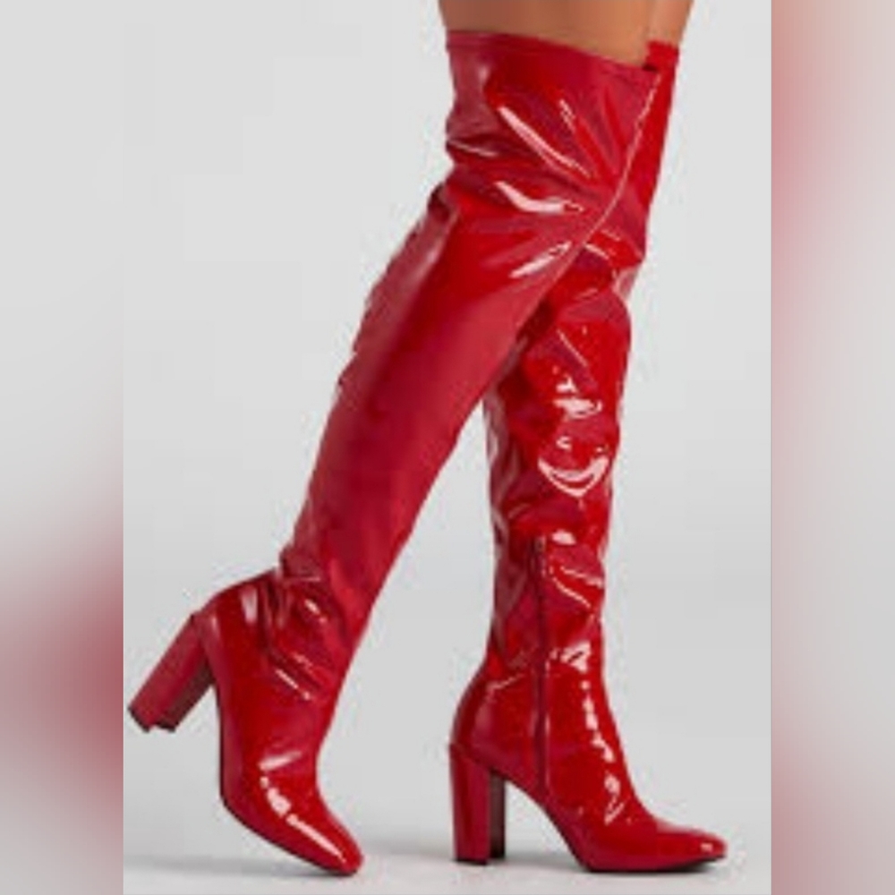Cavalli Class Patent Leather Thigh High Boots Sz 8.5 - Gem